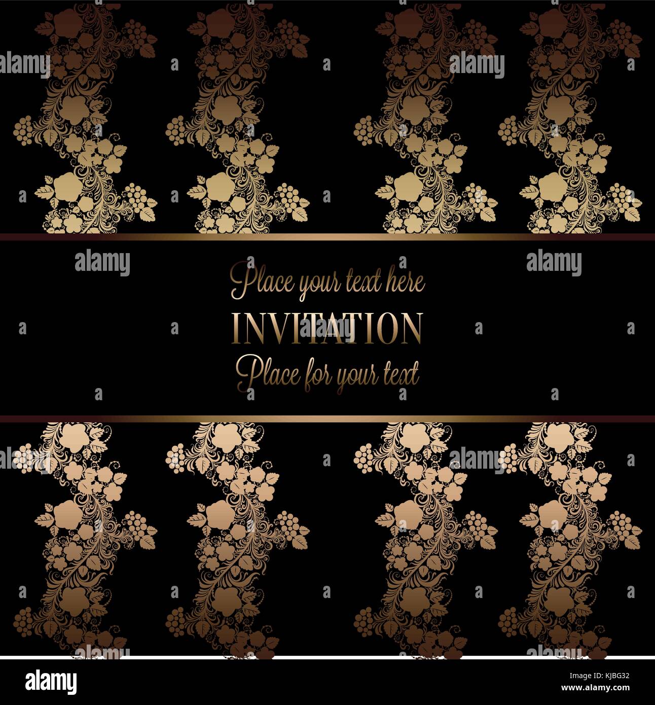 Vintage baroque Wedding Invitation template with damask background ...