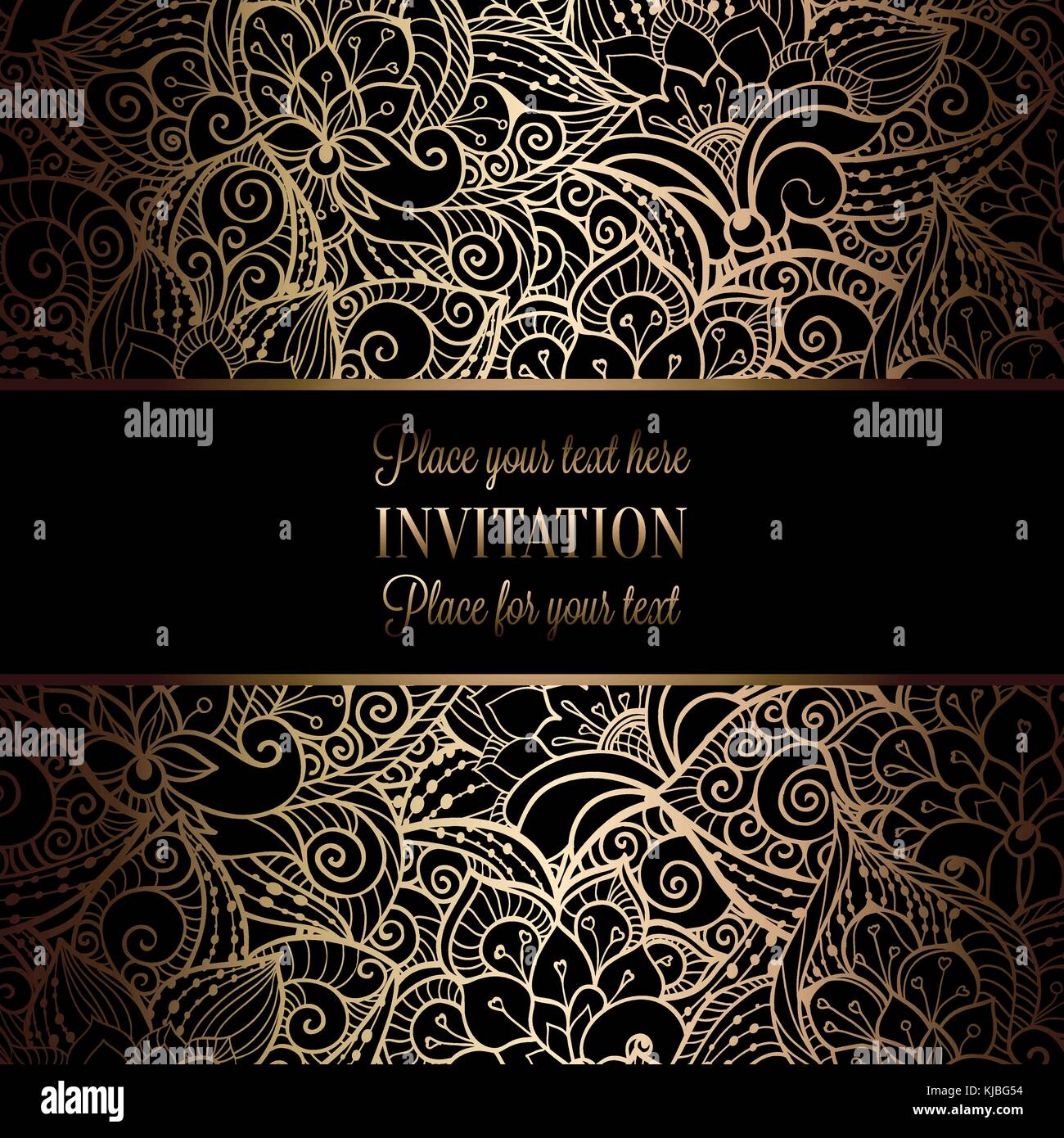 Vintage baroque Wedding Invitation template with damask background ...