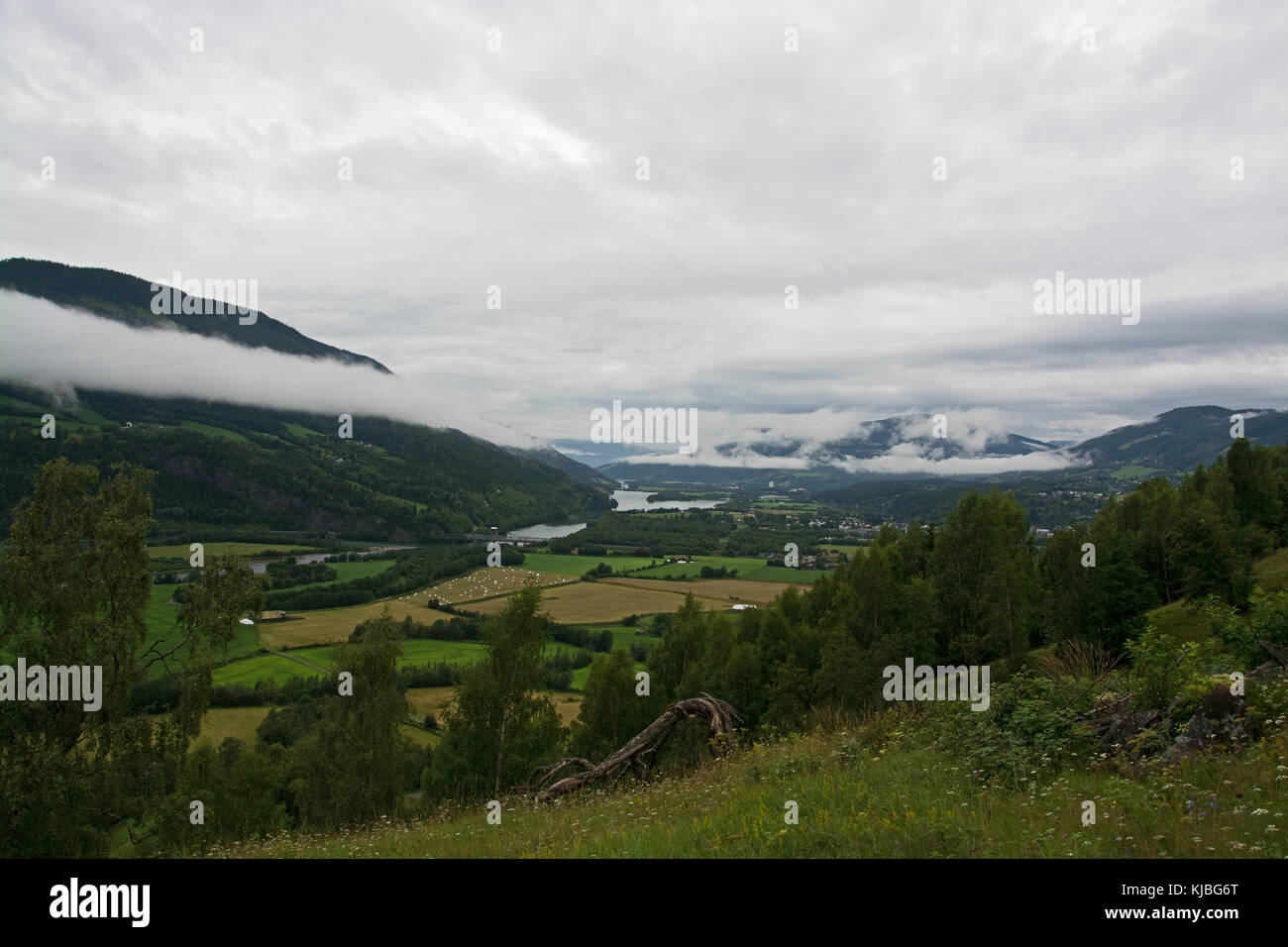 Valley with the town Ringebu in Norway Stock Photo - Alamy