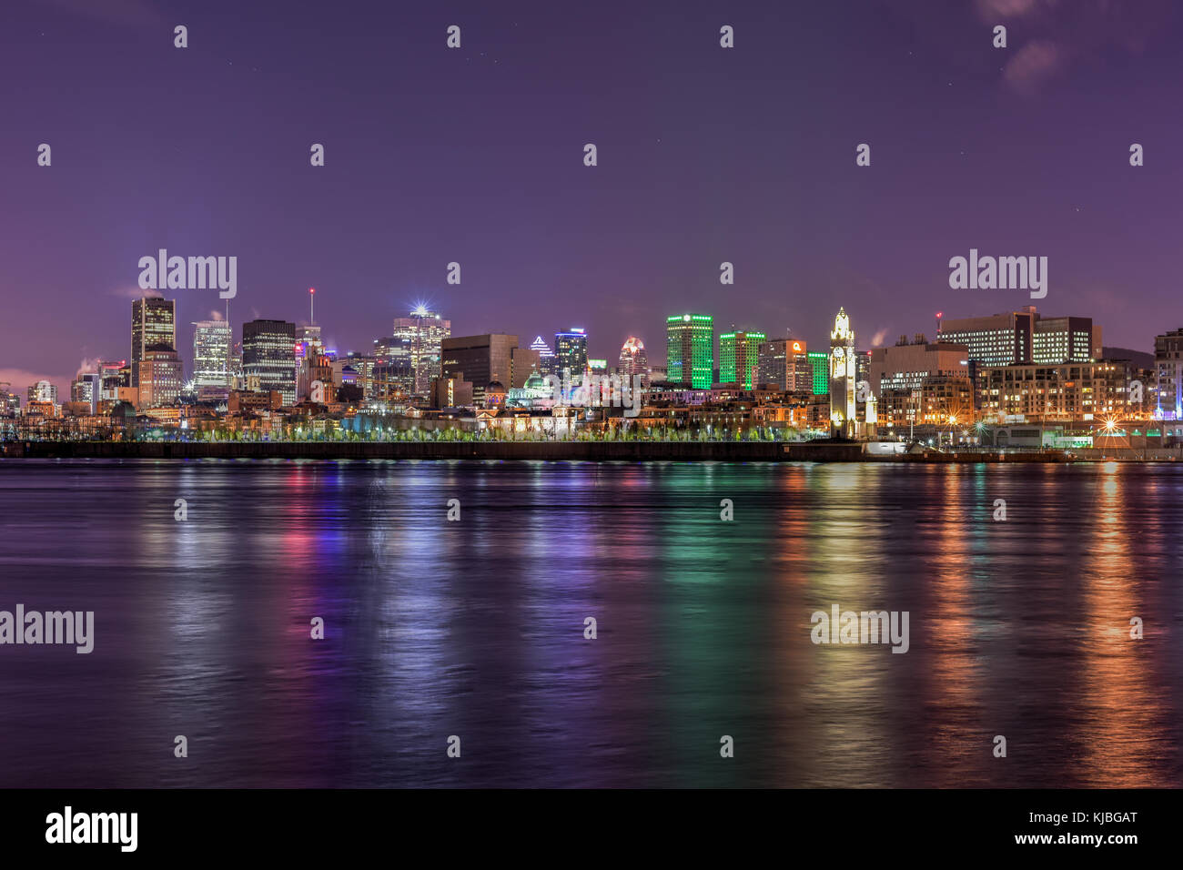 Panoramic view of the Montreal Skyline at Night Stock Photo - Alamy