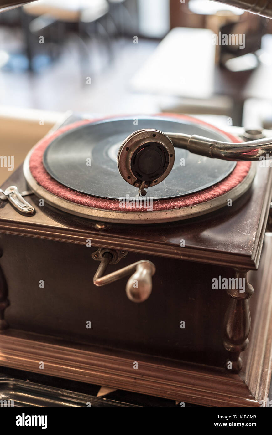 Very Old Vintage Gramophone, In Color photograph Stock Photo - Alamy