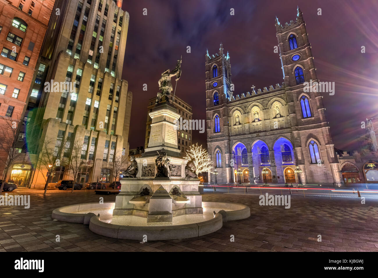 Montreal Notre-Dame Basilica in Place D'Armes in Montreal, Quebec ...