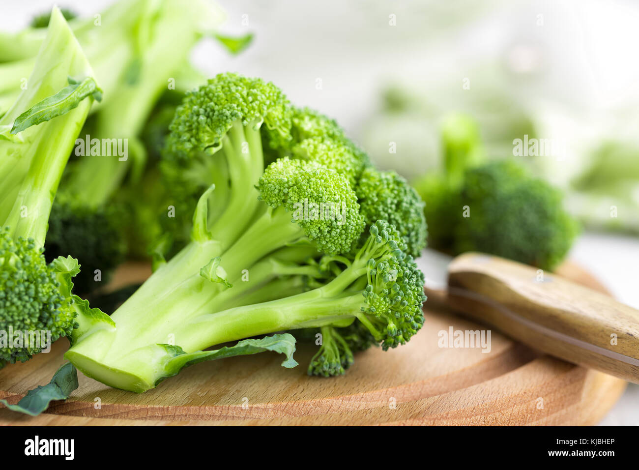 Fresh broccoli on white background closeup Stock Photo - Alamy