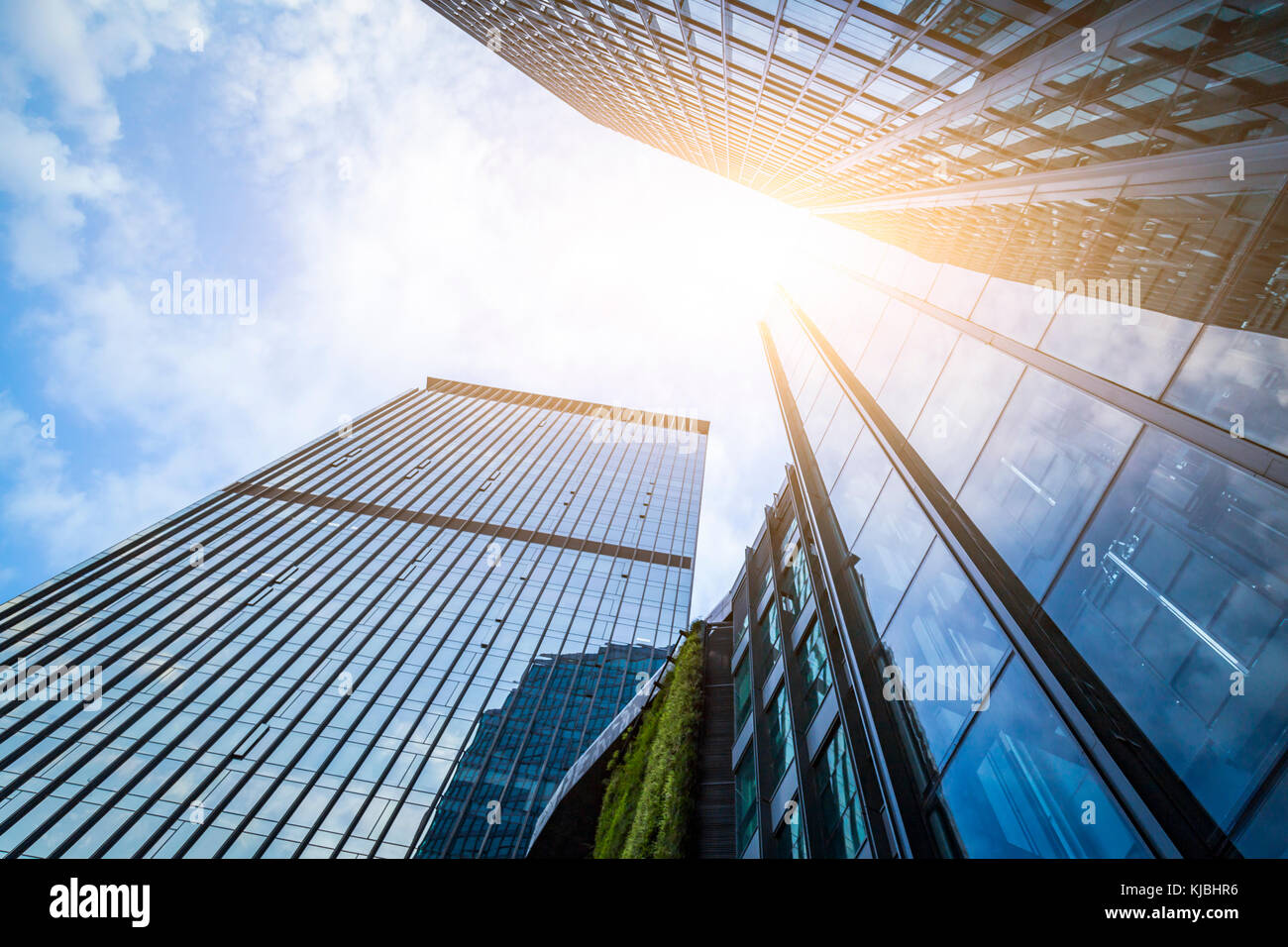 Bottom view of office building window close up Stock Photo - Alamy