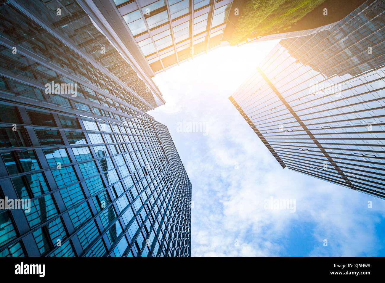 Bottom view of office building window close up Stock Photo - Alamy