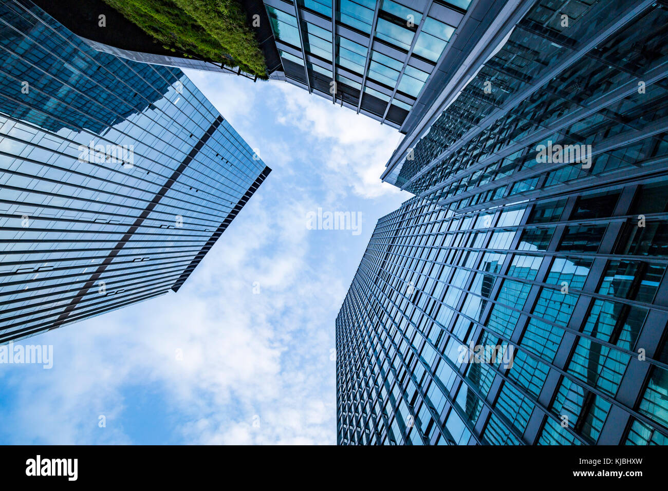 Bottom view of office building window close up Stock Photo - Alamy