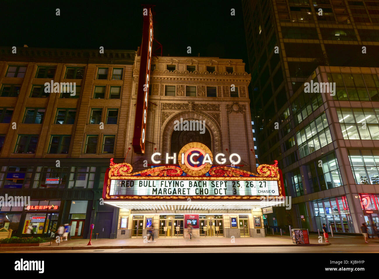 Chicago - September 6, 2015: The famous Chicago Theater on State Street ...