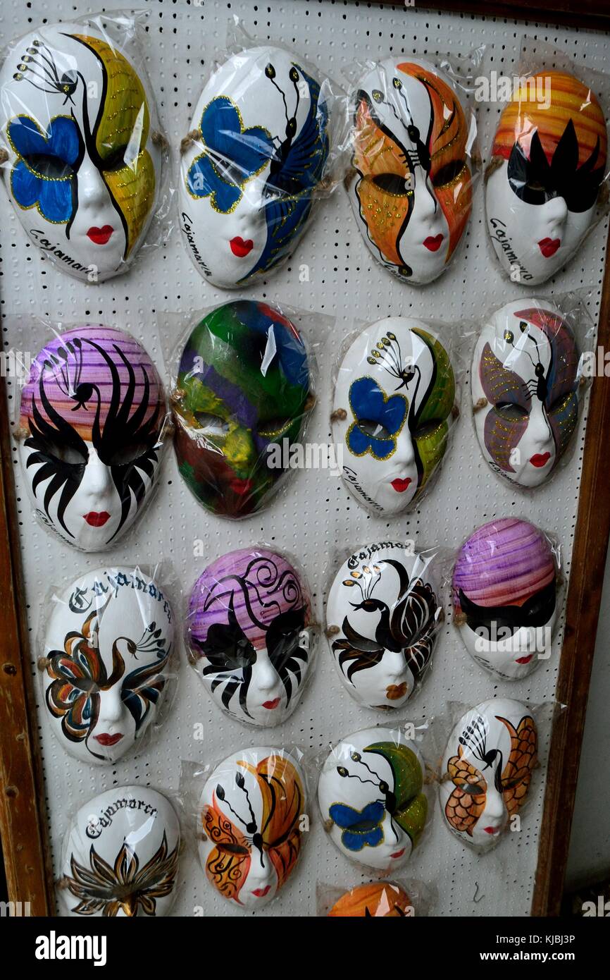 Carnival mask -Santa Apolonia Market in CAJAMARCA. Department of ...