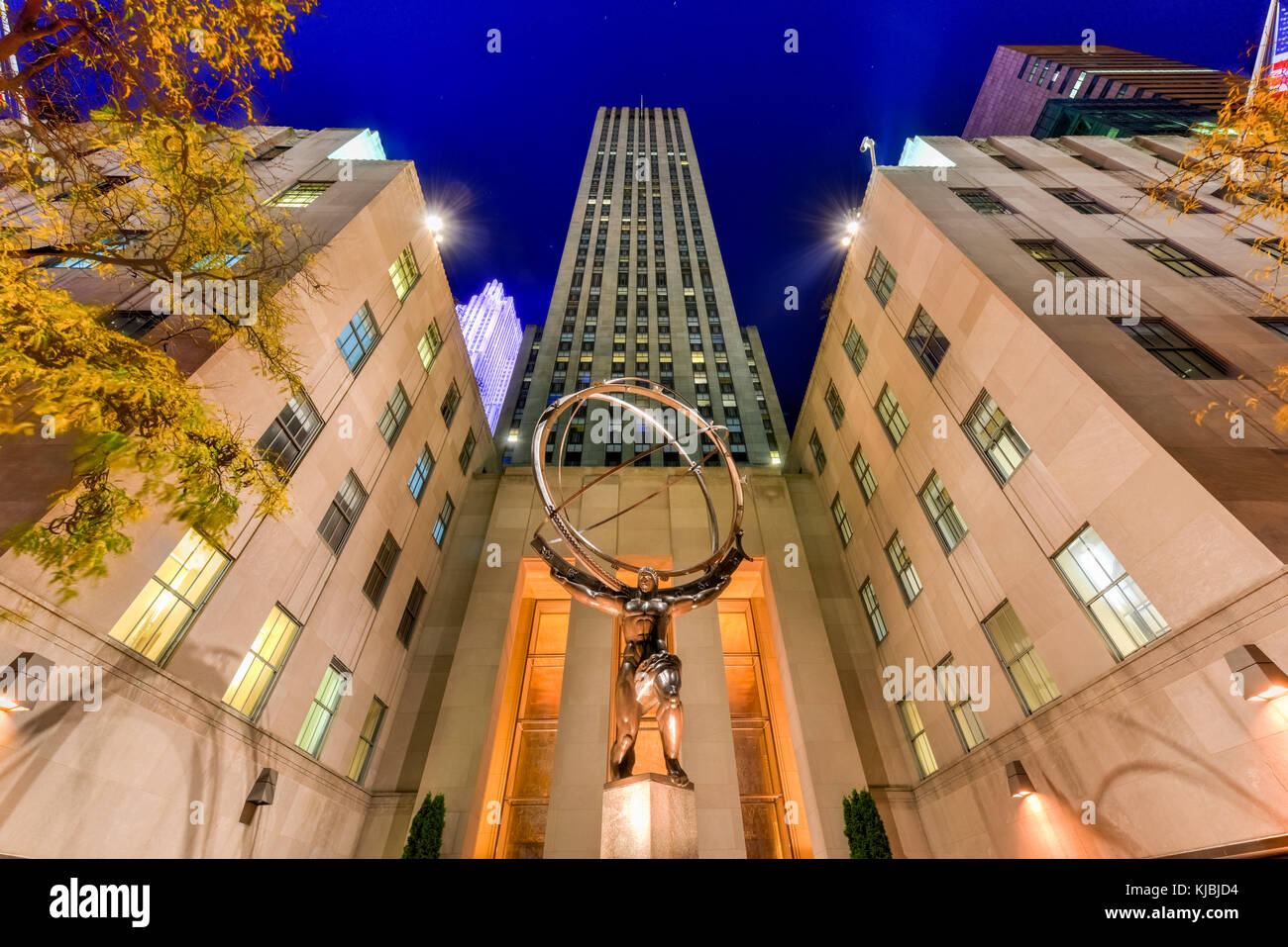 New York - November 8, 2015: The Atlas Statue is a bronze statue in ...