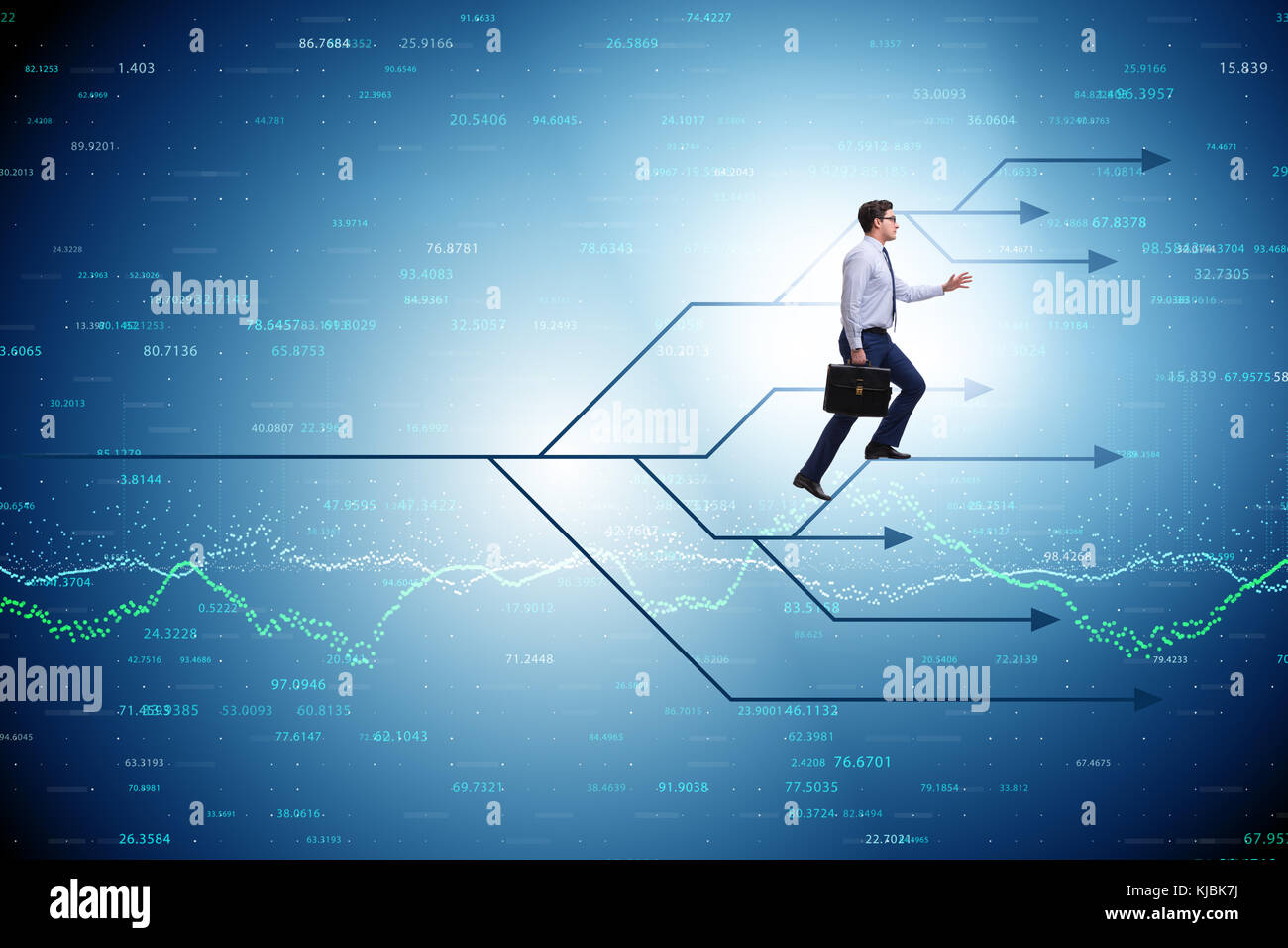 Businessman thinking of different career paths Stock Photo - Alamy