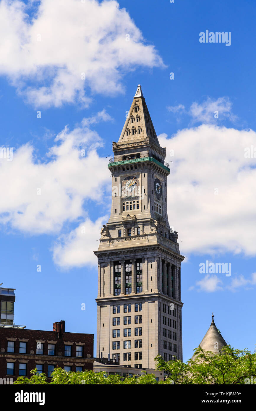 Iconic on Clock Tower in Boston Skyline Stock Photo - Alamy