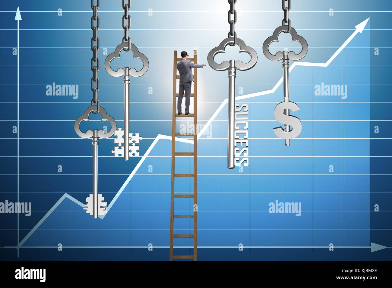 Businessman in key to financial success concept Stock Photo - Alamy