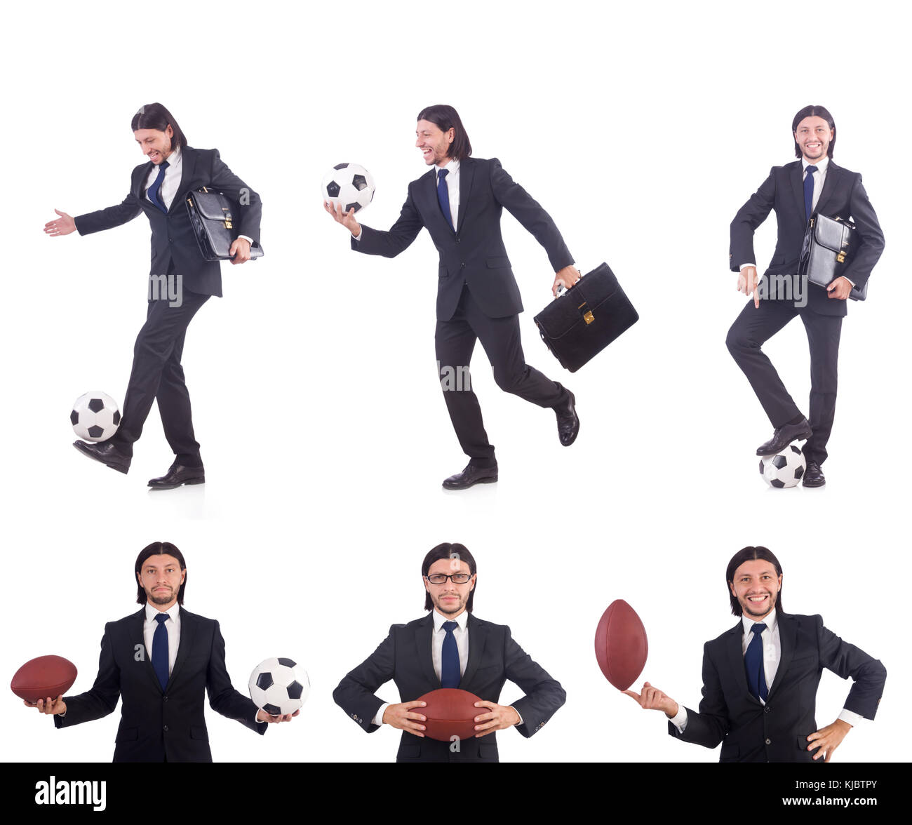 Man with football isolated on white Stock Photo - Alamy