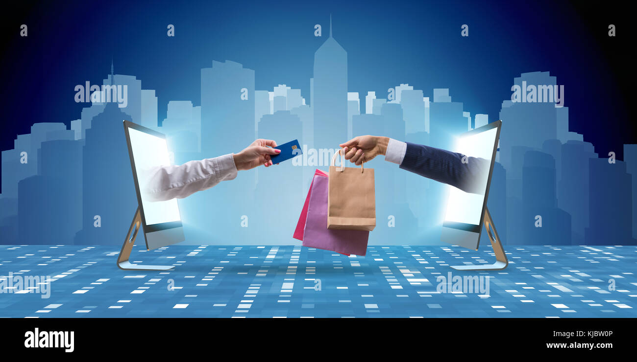 Online shopping through buying from internet Stock Photo - Alamy
