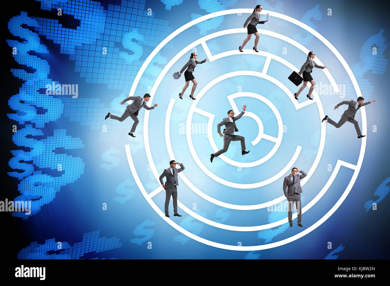 Business people getting lost in maze uncertainty concept Stock Photo ...