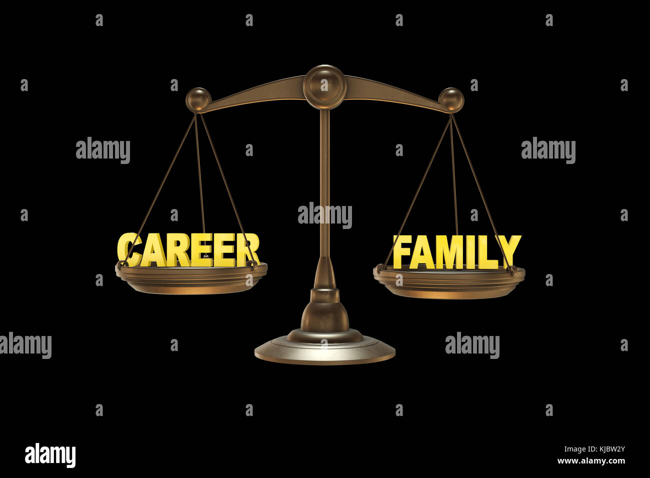 Scales in career and family concept- 3d rendering Stock Photo - Alamy
