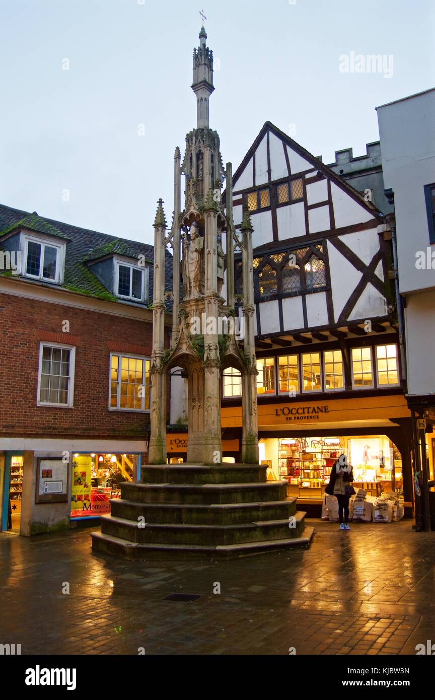 14th Century Buttercross monument on Winchester High Street, UK Stock ...