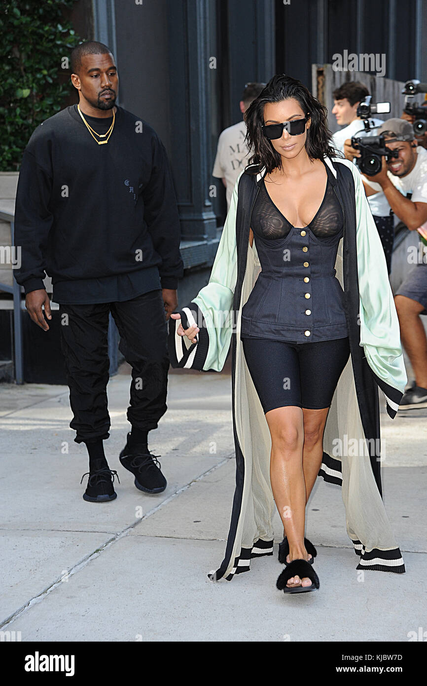 New York Ny August 30 Kanye West And Kim Kardashian Seen On The