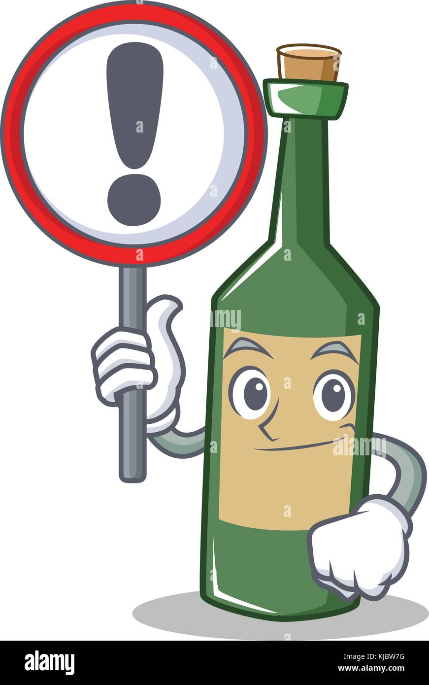 With sign wine bottle character cartoon Stock Vector Image & Art - Alamy