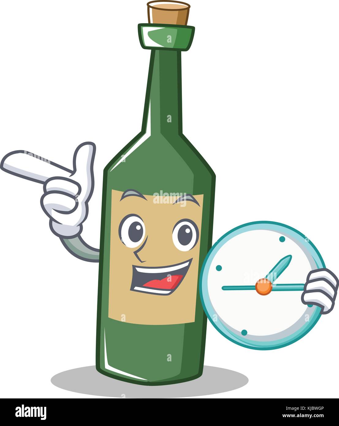 With clock wine bottle character cartoon Stock Vector Image & Art - Alamy
