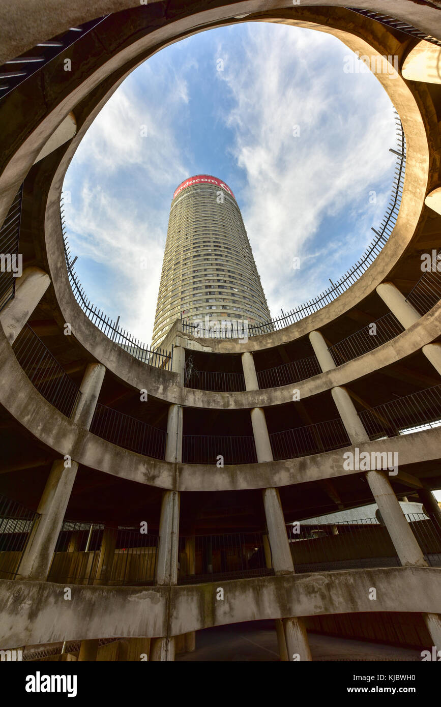 Ponte City Building at sunset. Ponte City is a famous skyscraper in the ...