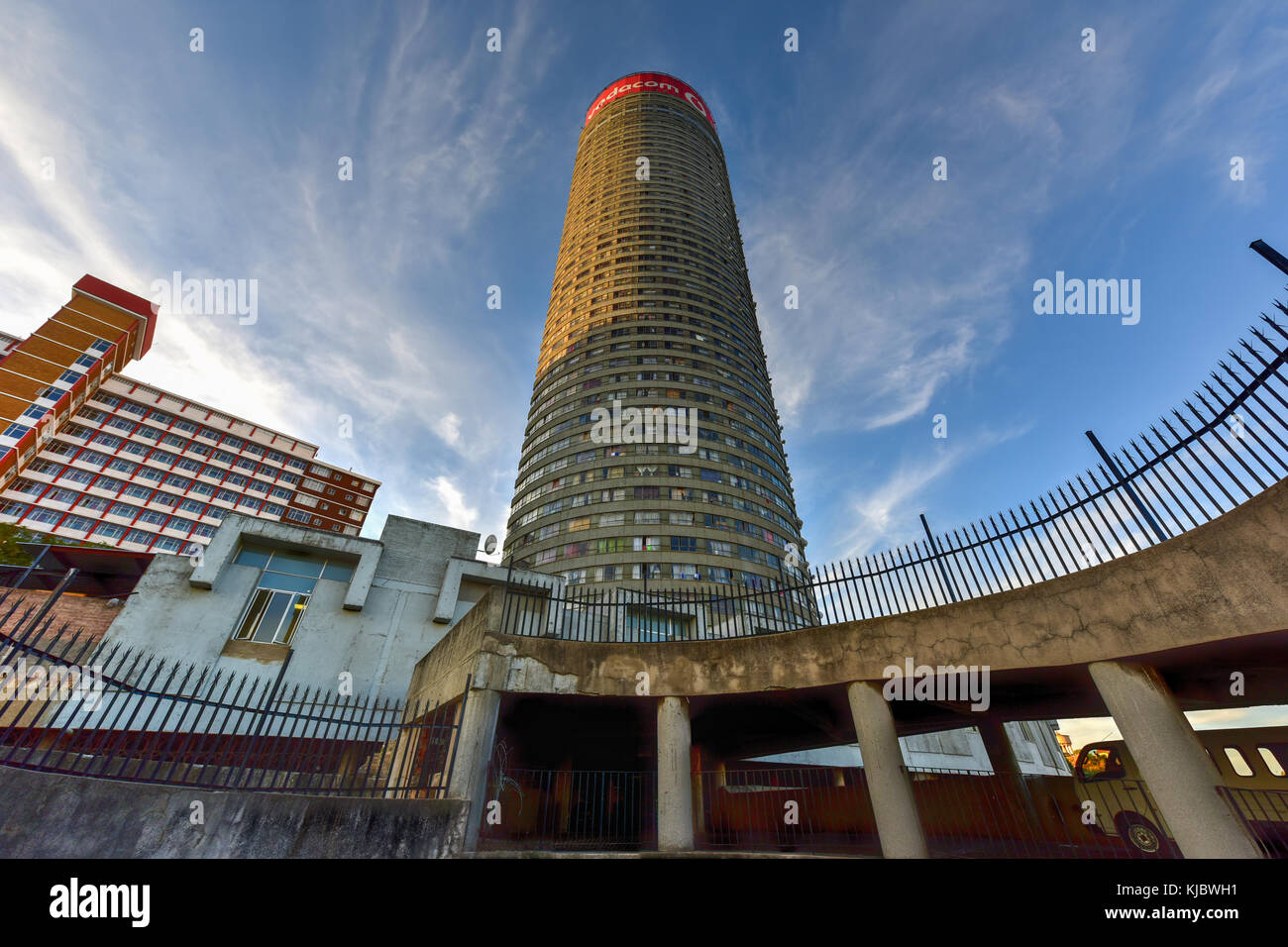 Ponte City Building at sunset. Ponte City is a famous skyscraper in the ...