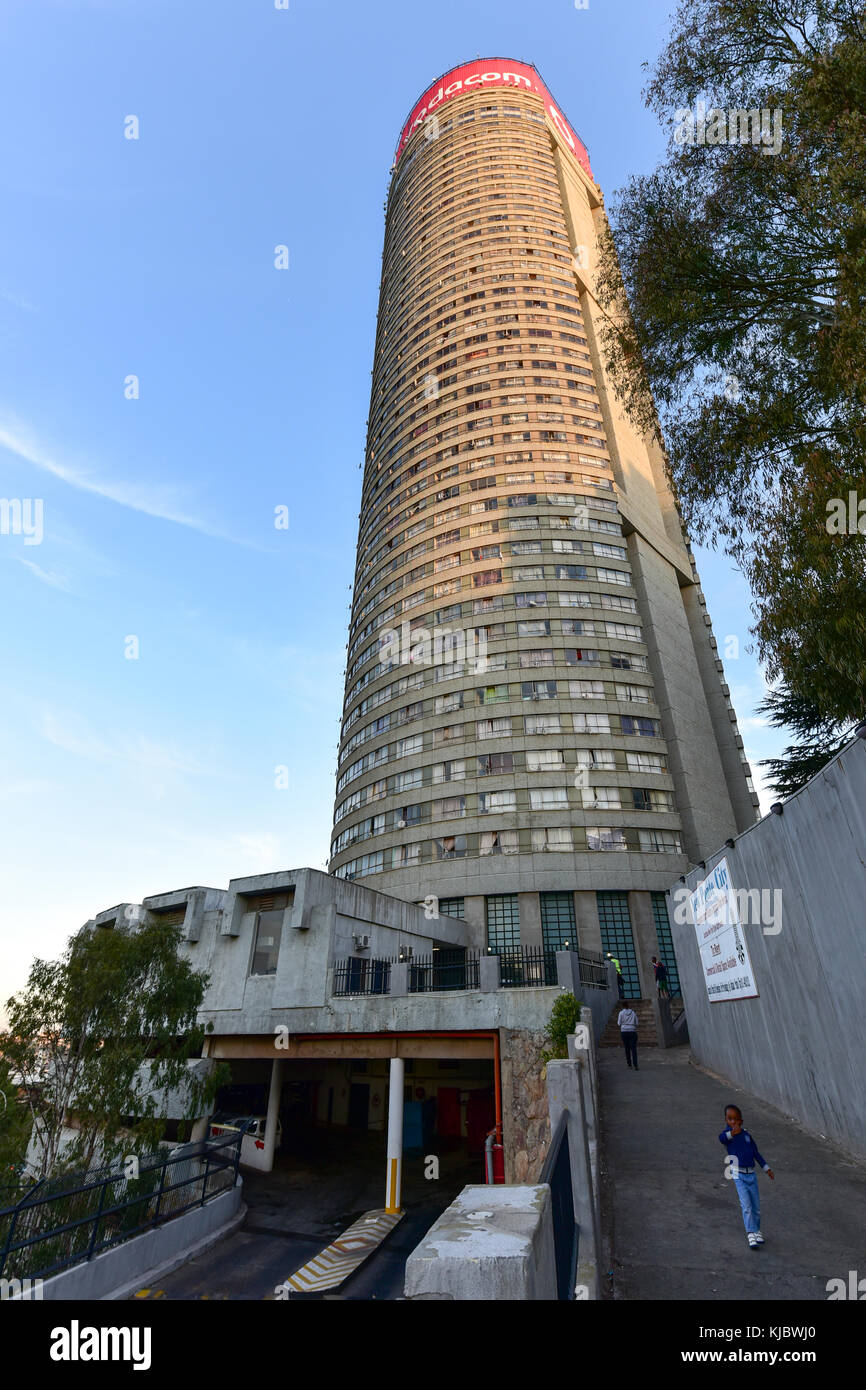 Johannesburg, South Africa - May 25, 2015: Entrance to Ponte City ...