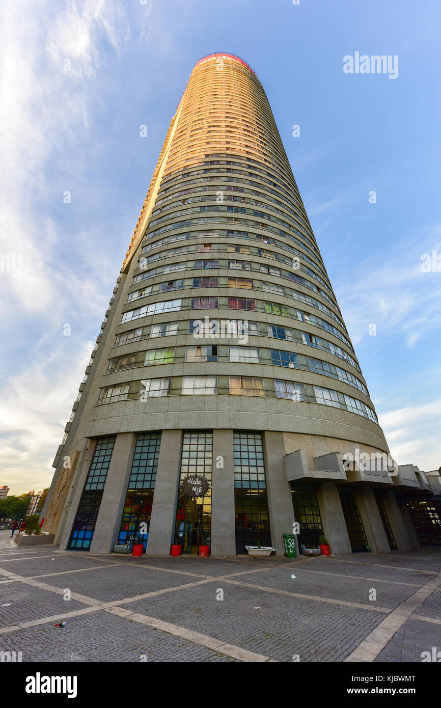 Ponte City Building at sunset. Ponte City is a famous skyscraper in the ...