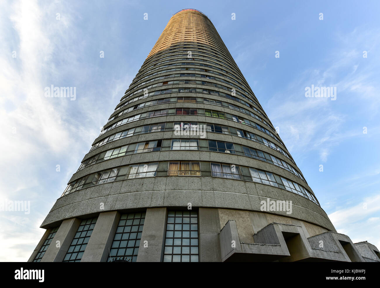Ponte City Building at sunset. Ponte City is a famous skyscraper in the ...