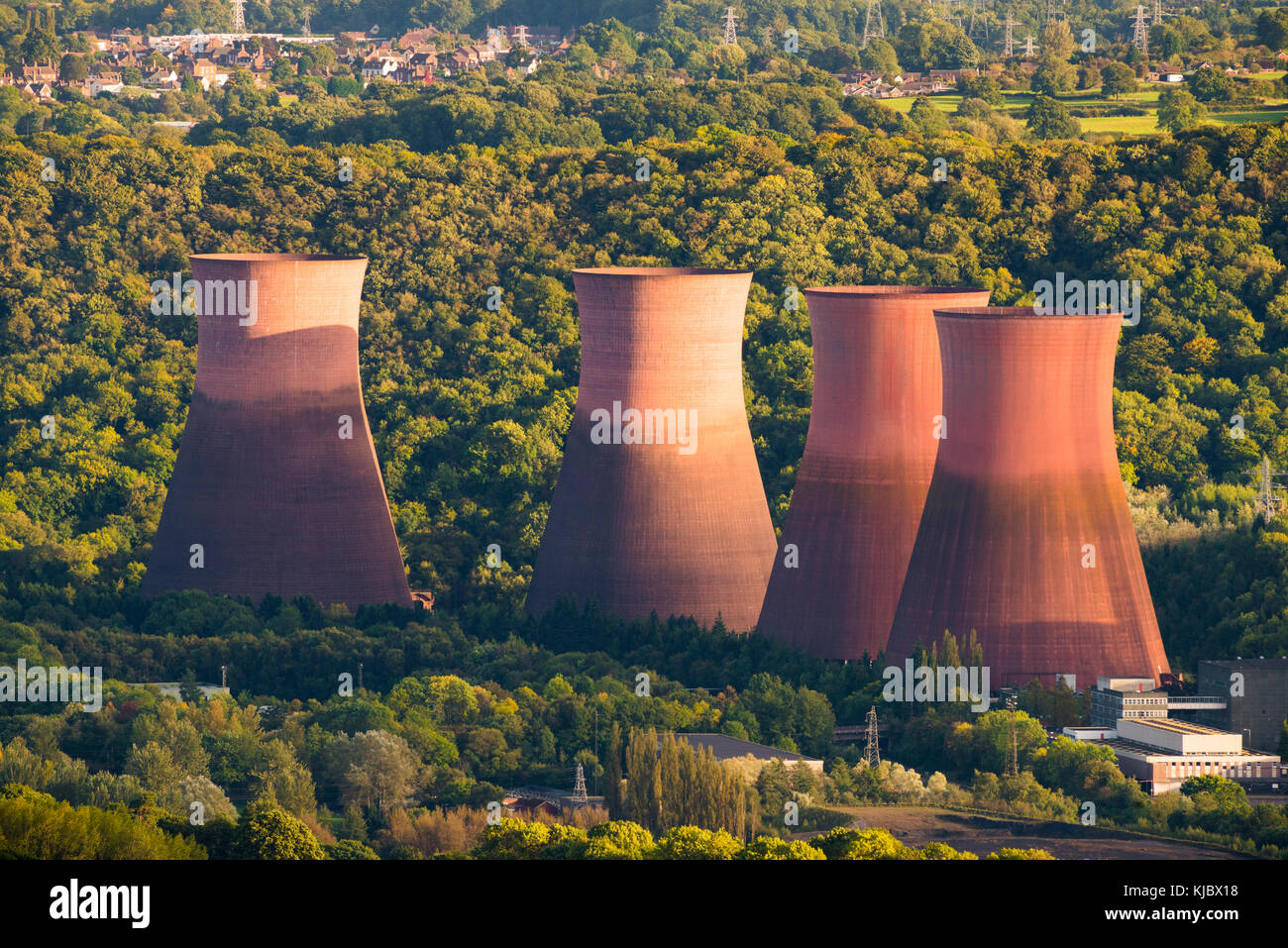 Ironbridge Power Station cooling towers seen from the Wrekin ...