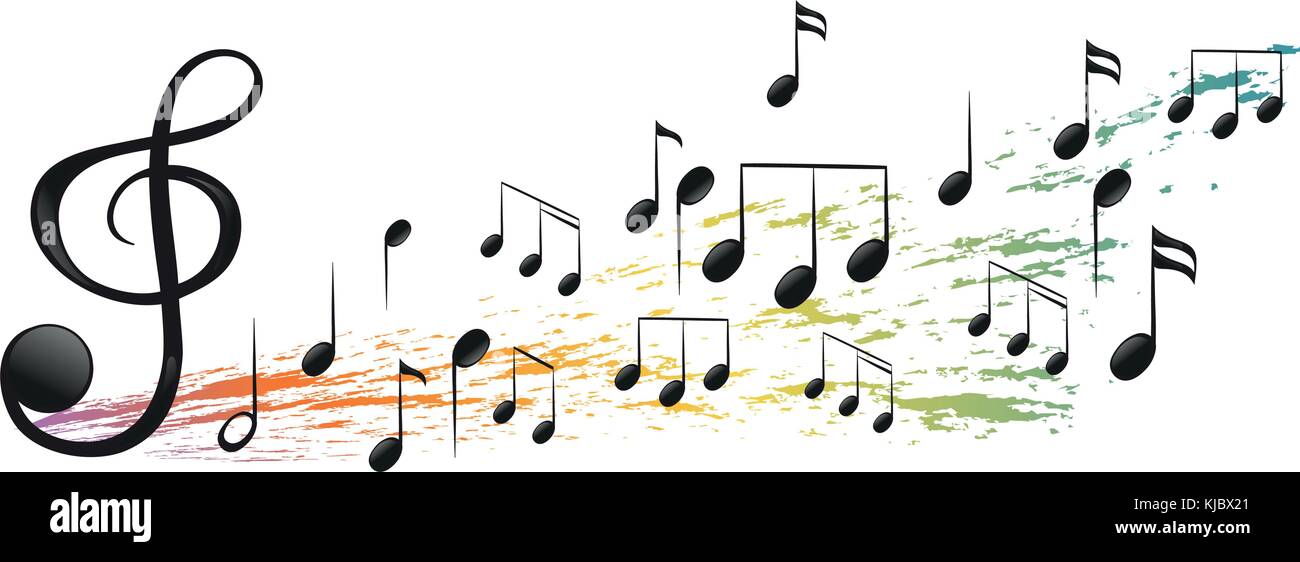 Illustration of the G-clef and the different musical notes on a white ...