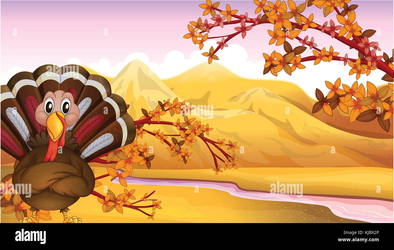 Illustration of an autumn view with a turkey Stock Vector Image & Art ...