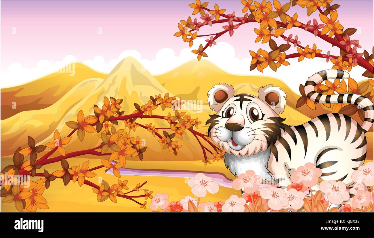 Illustration of an autumn view with a tiger Stock Vector Image & Art ...