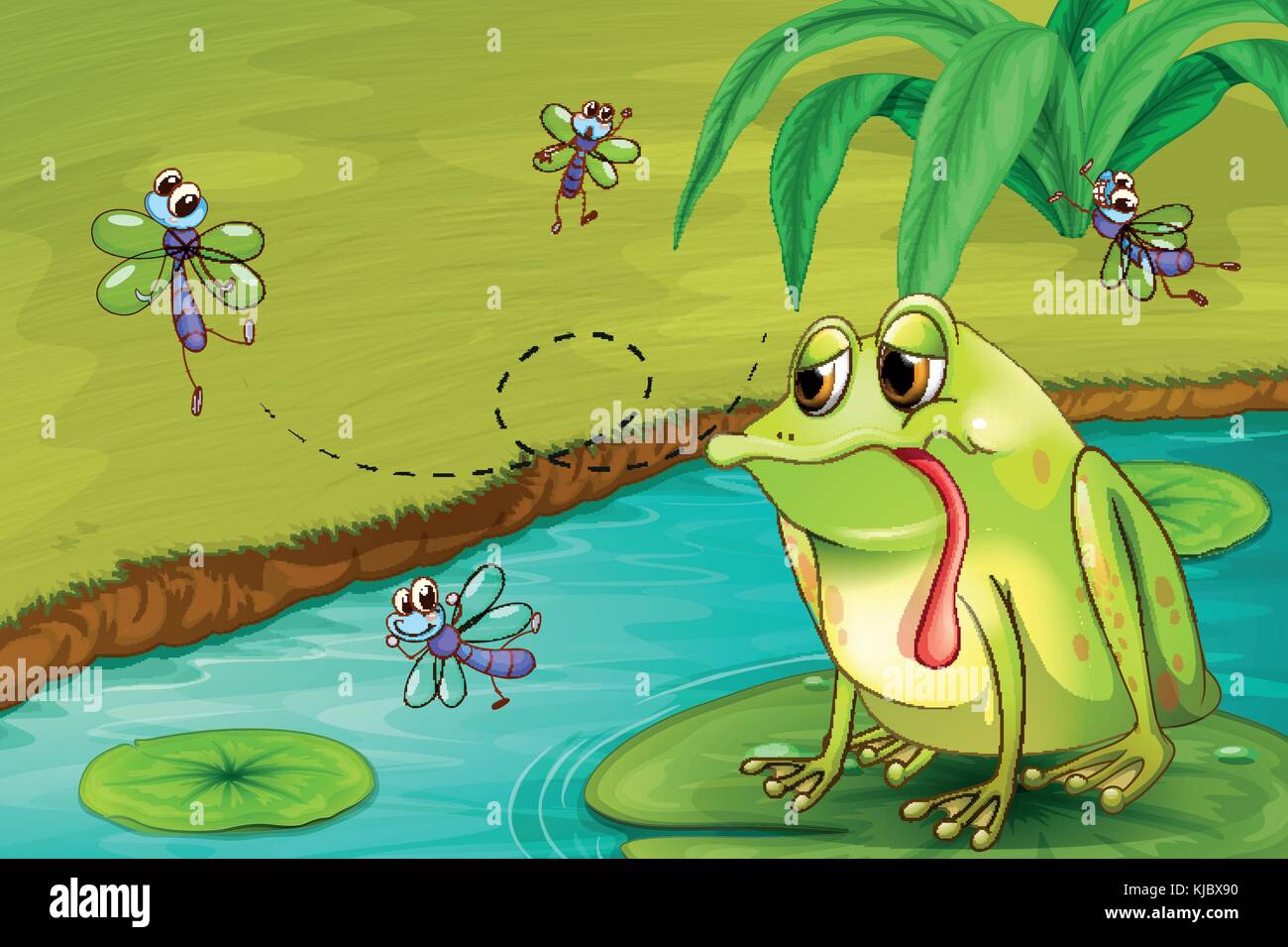 Frog in pond image Stock Vector Images - Alamy