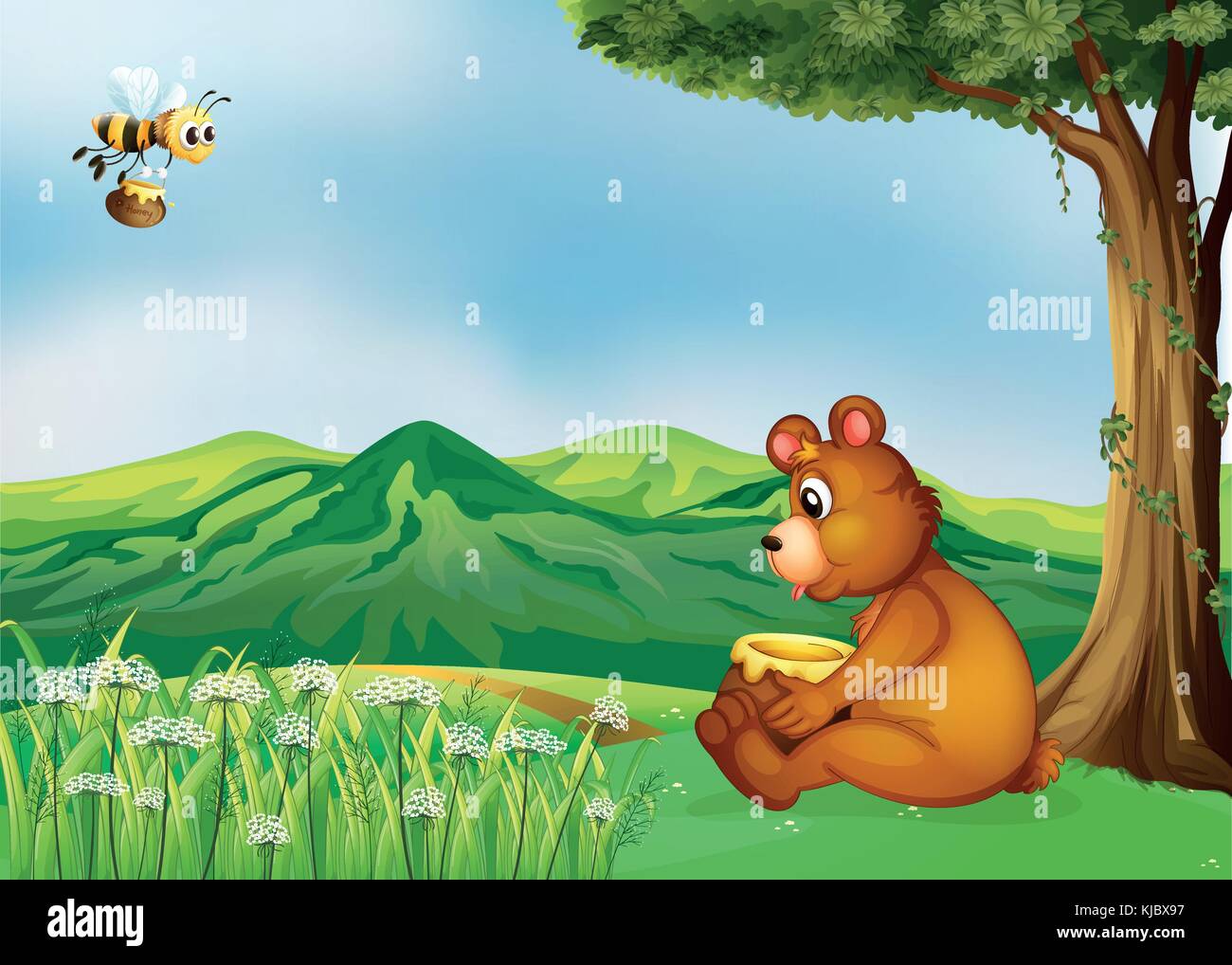 Sitting near tree Stock Vector Images - Alamy