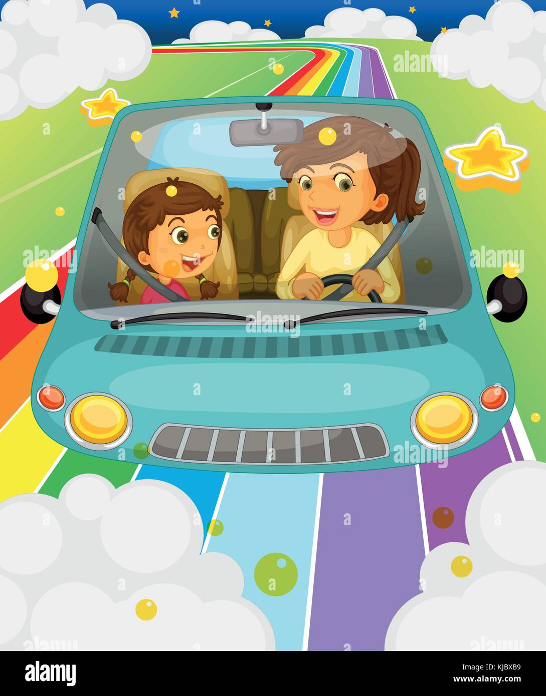 Illustration of a mother driving with her daughter Stock Vector Image ...
