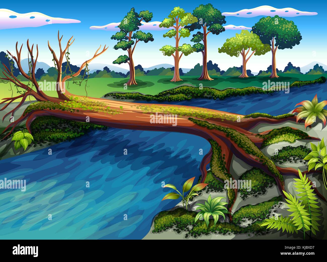 Plants growing by river Stock Vector Images - Alamy