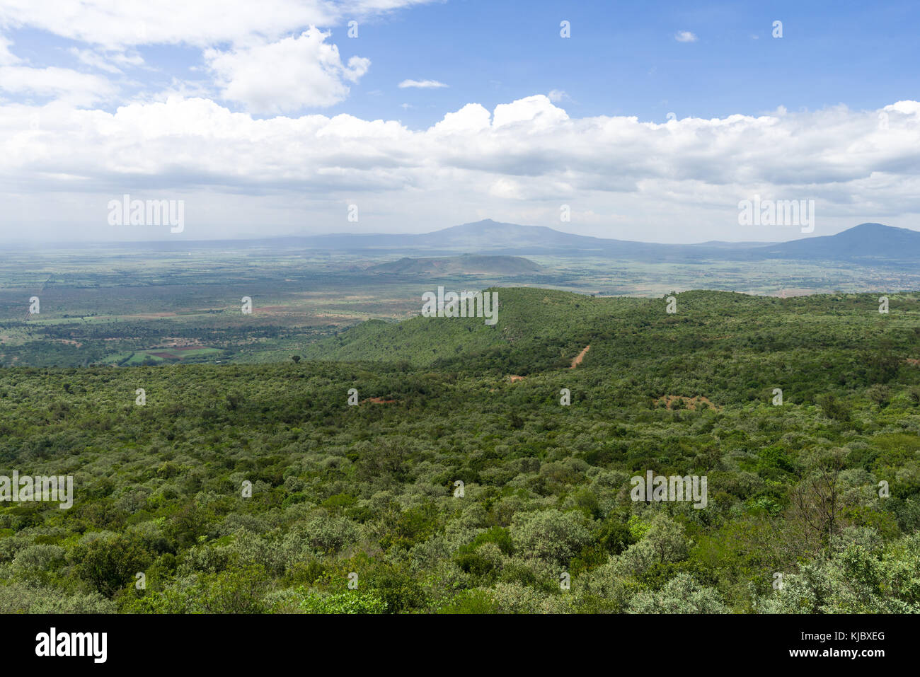 View of the Rift Valley from elevated position with hills and mountains ...