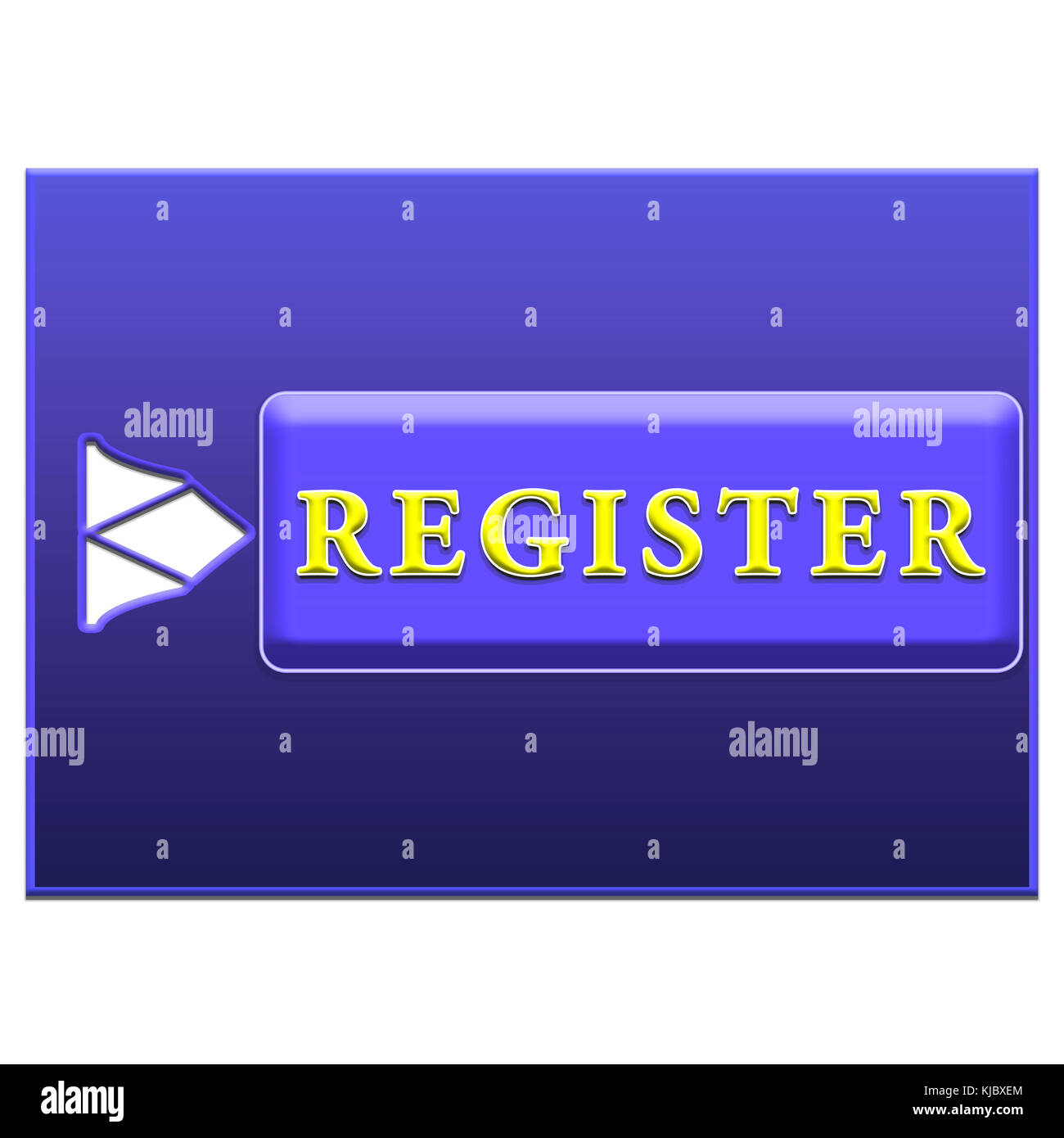 Big blue isolated register button with arrow and stripes Stock Photo ...