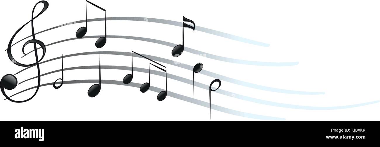 Illustration of the musical notes and symbols on a white background ...