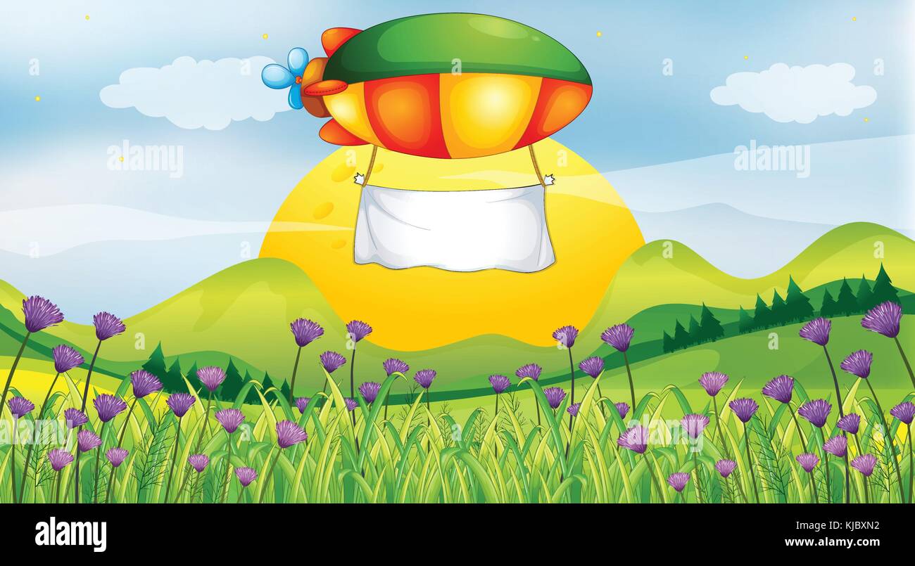 Illustration of a blimp with a white banner Stock Vector Image & Art ...