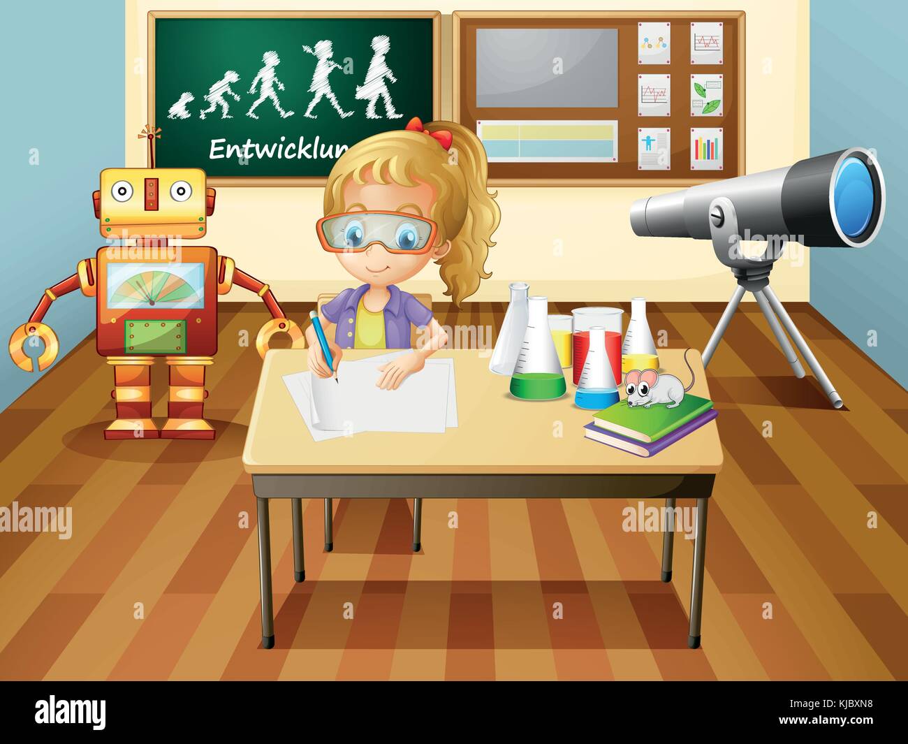 Woman paper pencil room Stock Vector Images - Alamy