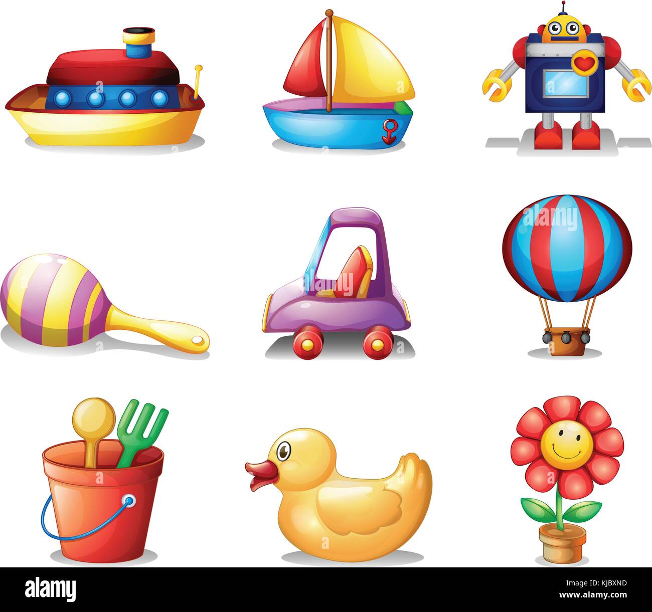 Illustration of the different kinds of toys on a white background Stock ...