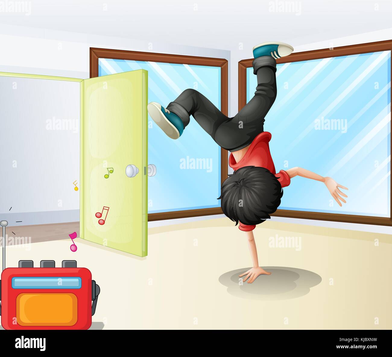 Illustration of a young dancer rehearsing inside a studio Stock Vector ...