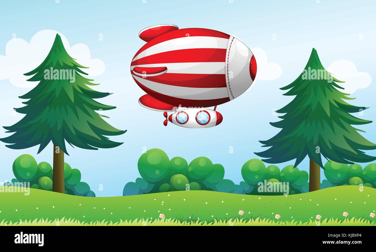 Illustration of a stripe aircraft above the field Stock Vector Image ...