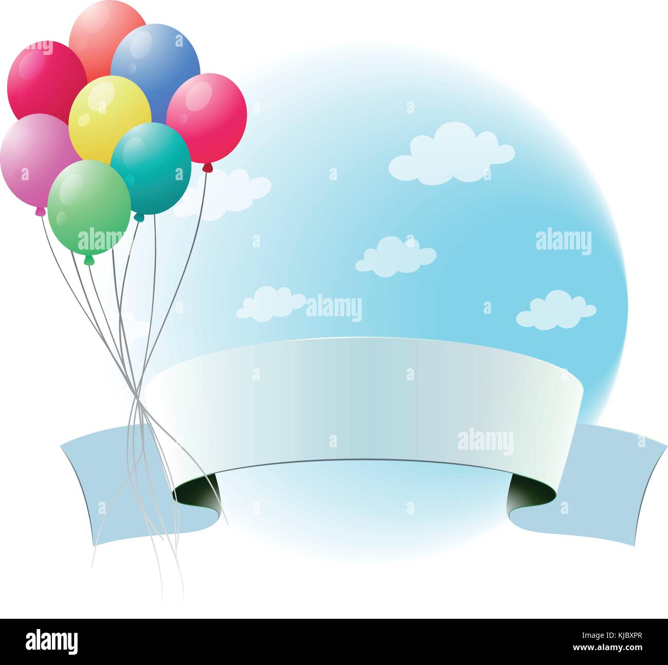 Illustration of the balloons with an empty banner on a white background ...