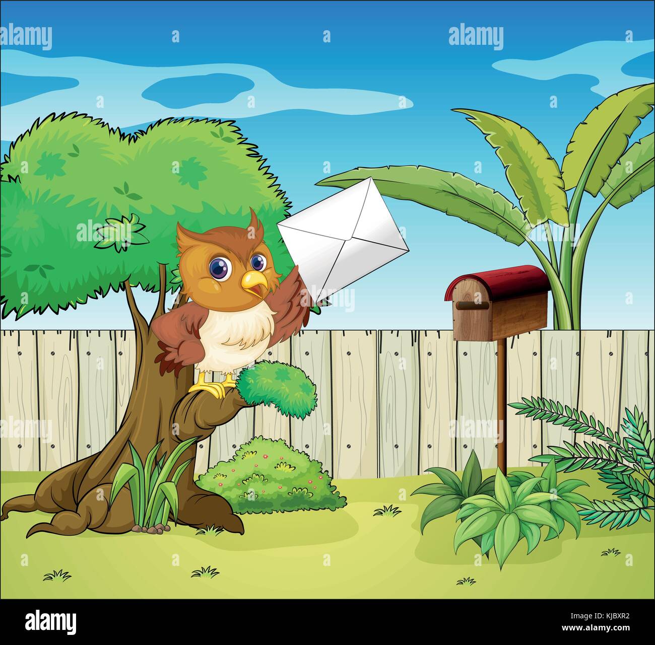 Illustration of an owl with a white envelope Stock Vector Image & Art ...