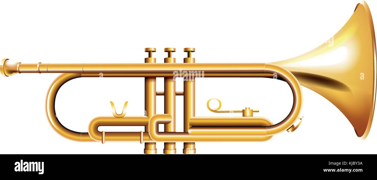 Illustration of a golden trumpet on a white background Stock Vector ...
