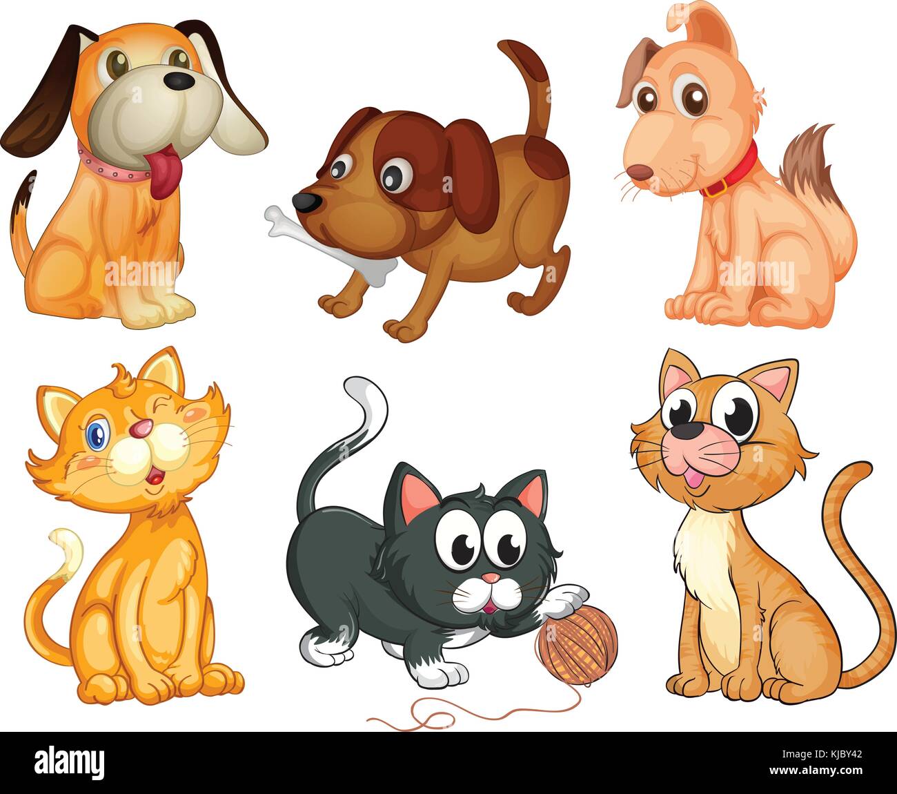 Illustration of the lovable pets on a white background Stock Vector ...