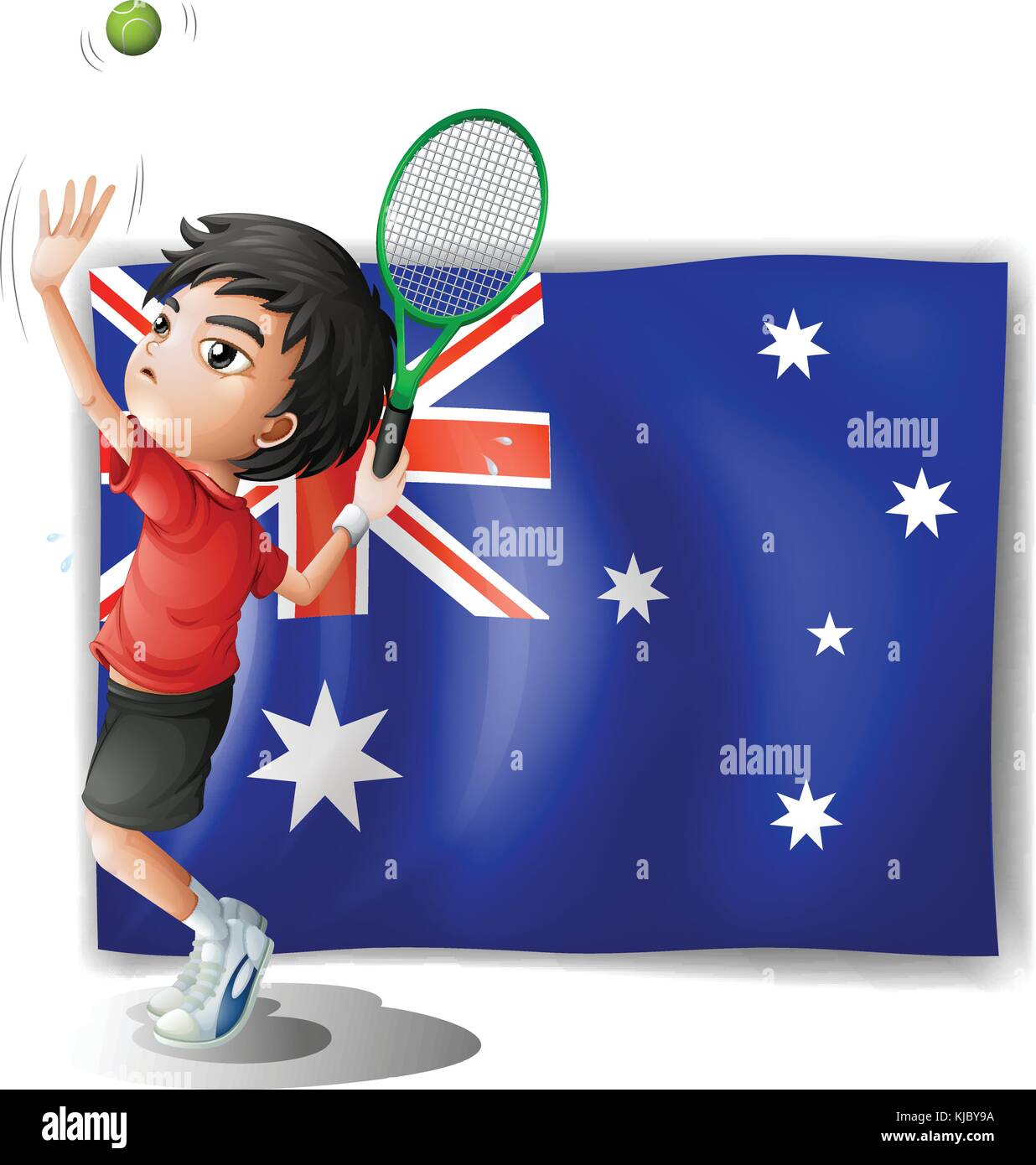 Illustration of an athlete in front of the Australian flag on a white ...